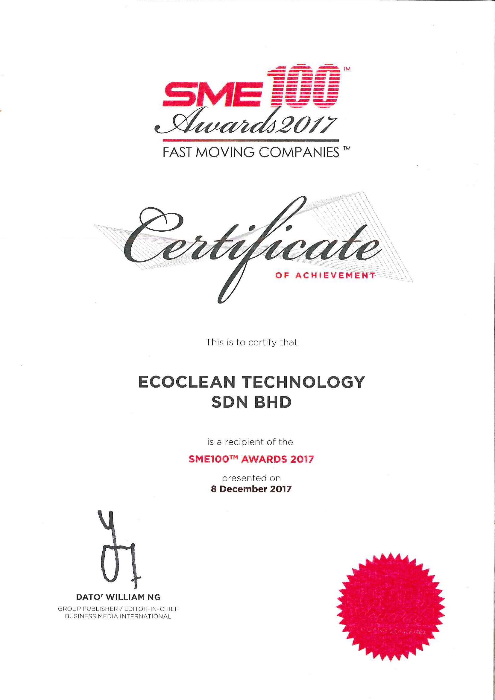Recognition | CDS GPT - EcoClean Technology